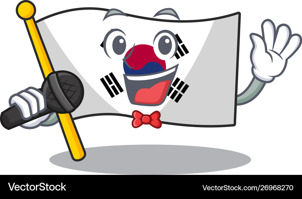 Singing flag korea isolated with mascot Royalty Free Vector