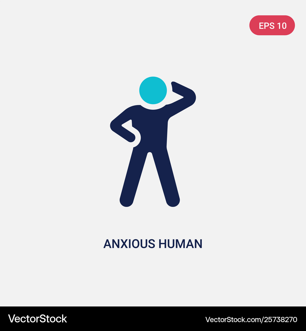 Two color anxious human icon from feelings Vector Image