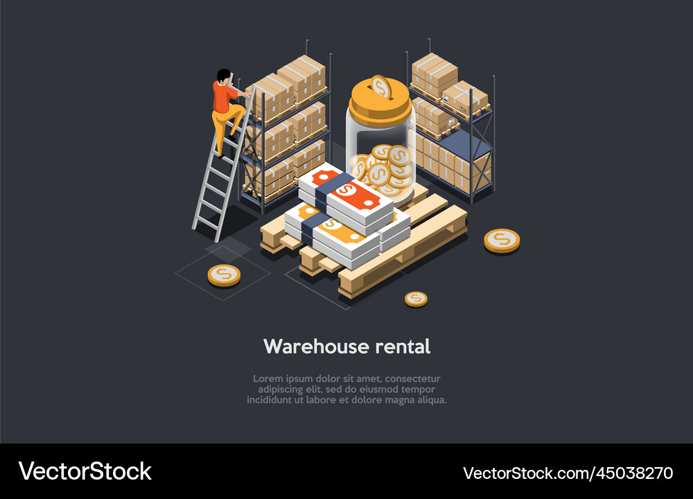 Warehouse garage rental and self storage unit Vector Image