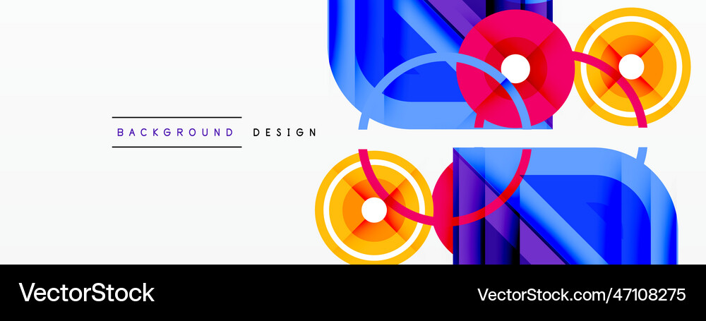 Colorful triangles and round shapes background Vector Image