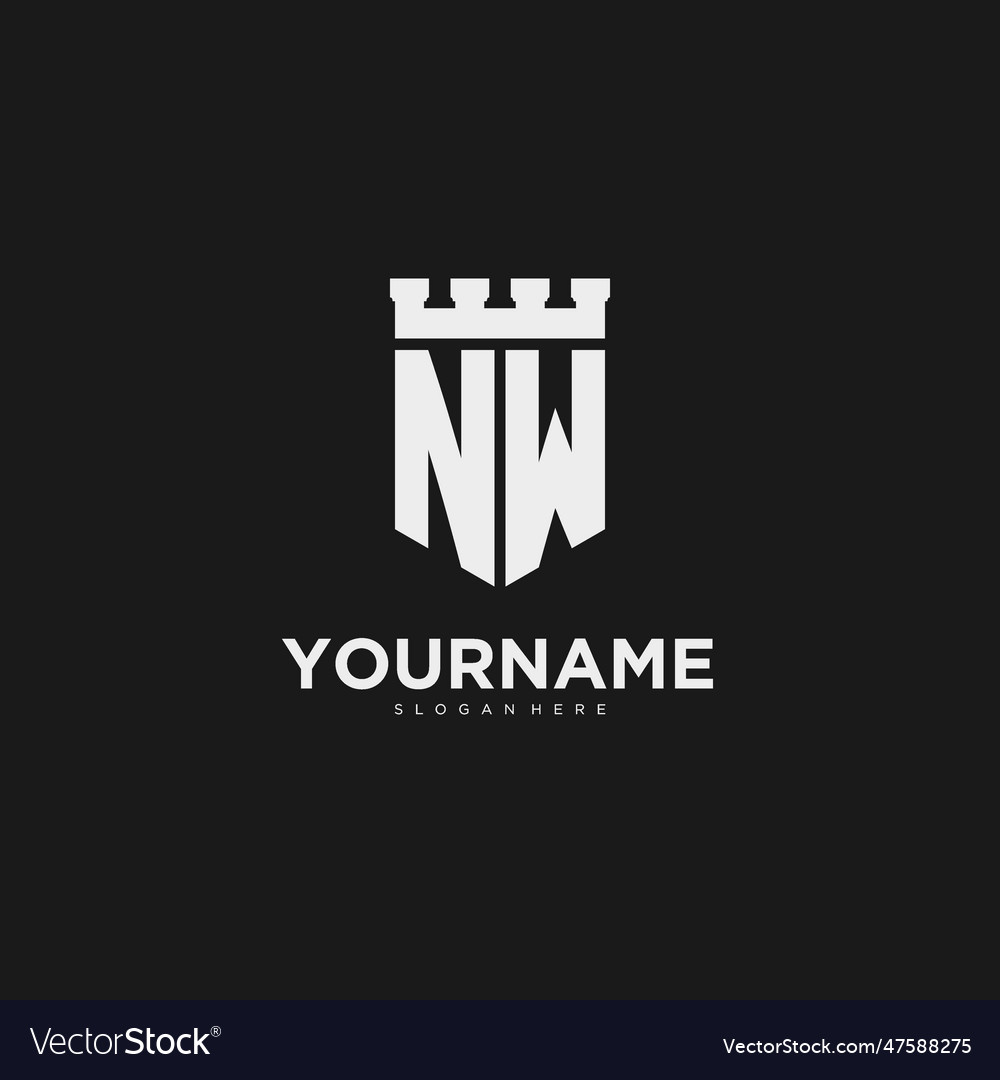 Initials nw logo monogram with shield Royalty Free Vector