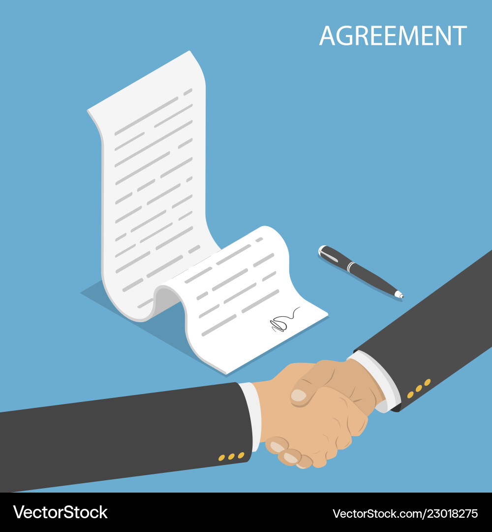Isometric flat concept of agreement Royalty Free Vector