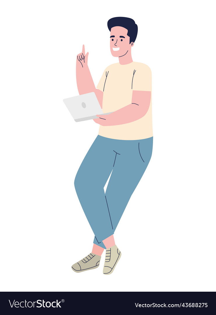 Man using laptop Royalty Free Vector Image - VectorStock