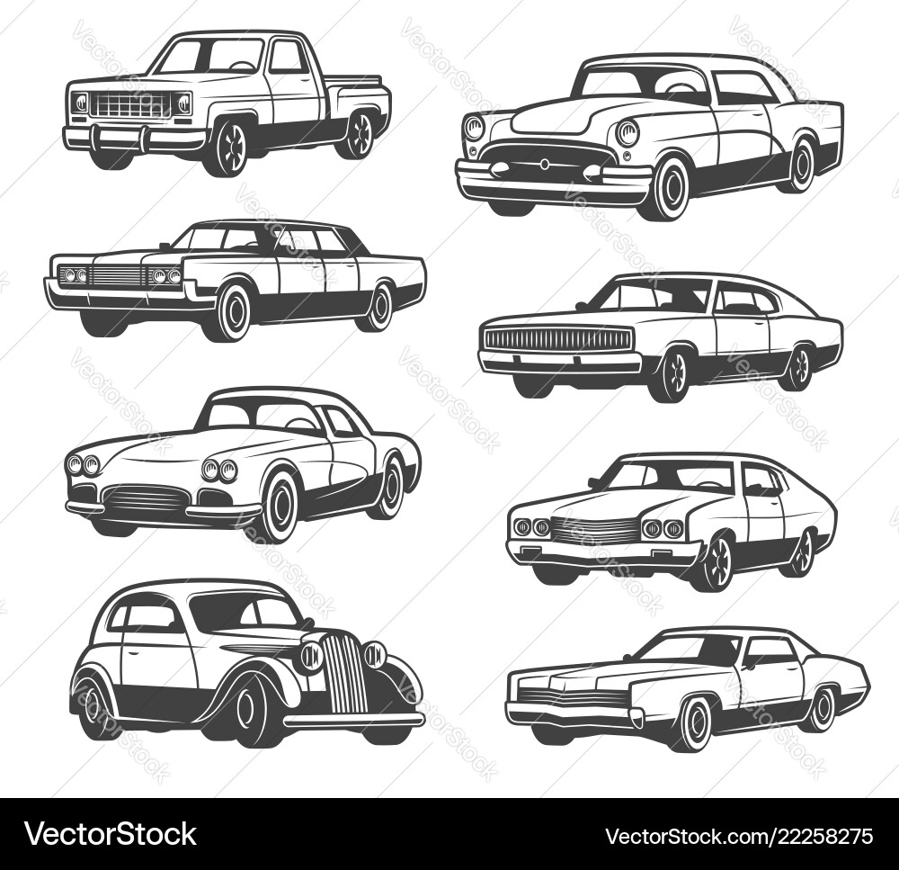 Retro car and vehicle Royalty Free Vector Image