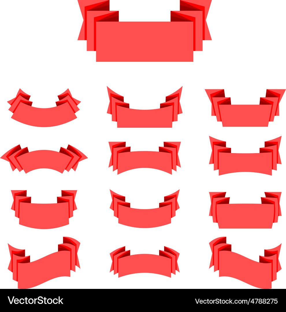 Ribbon Simple Style Retro Art Set Royalty Free Vector Image