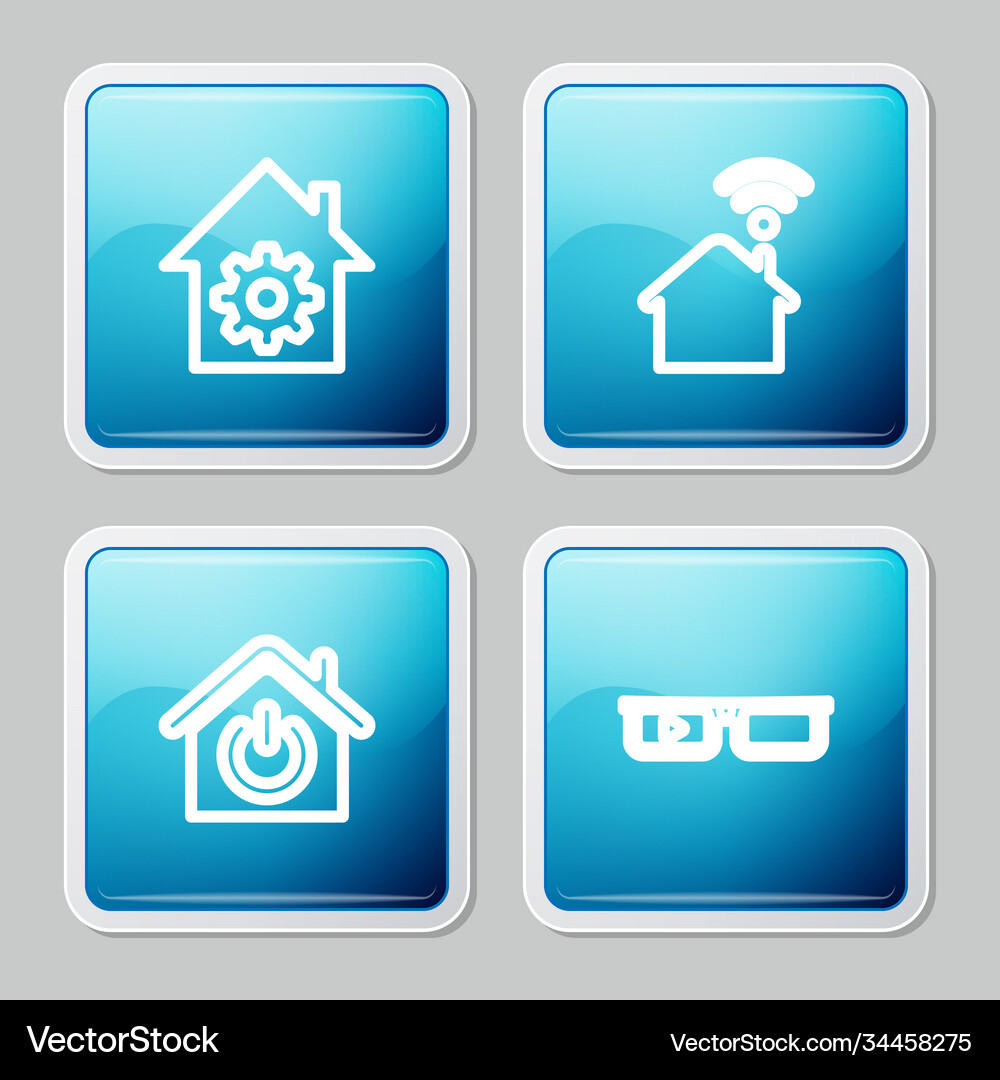 Set line smart home settings with wi-fi Royalty Free Vector