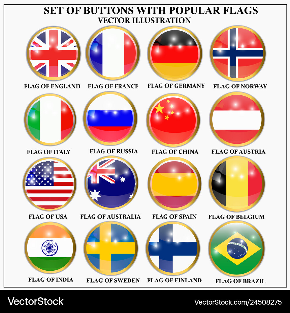 Set of banners with popular flags Royalty Free Vector Image