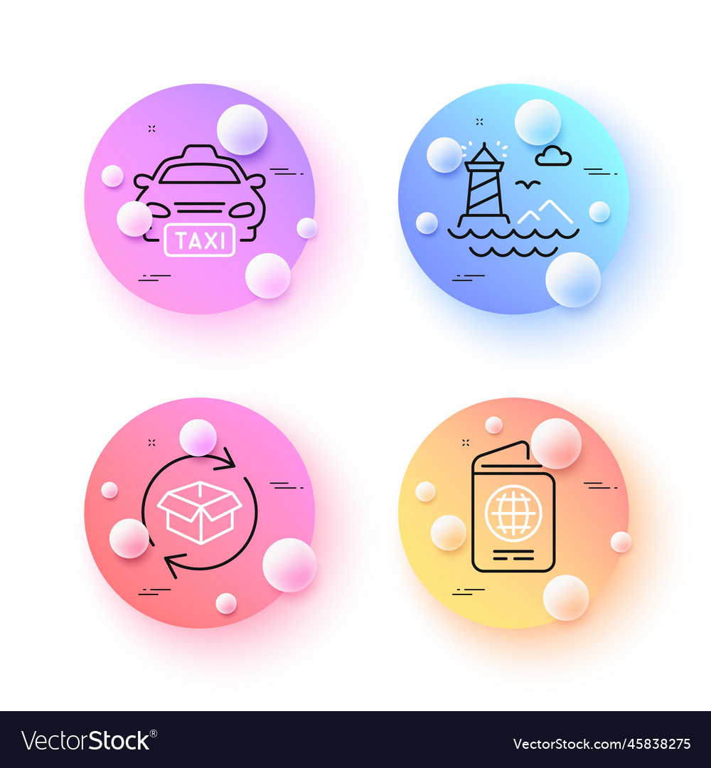 Taxi return parcel and lighthouse minimal line Vector Image Taxi return parcel and lighthouse minimal line Vector Image