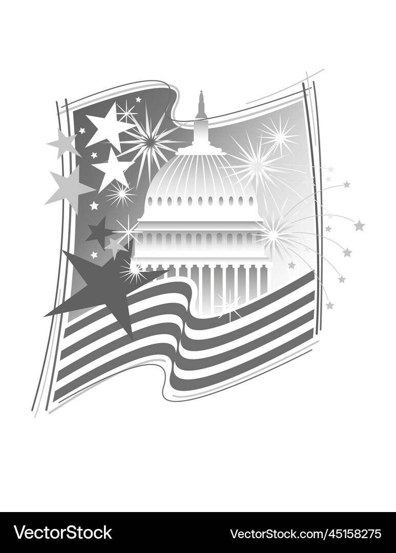 Us government building isolated on white Vector Image