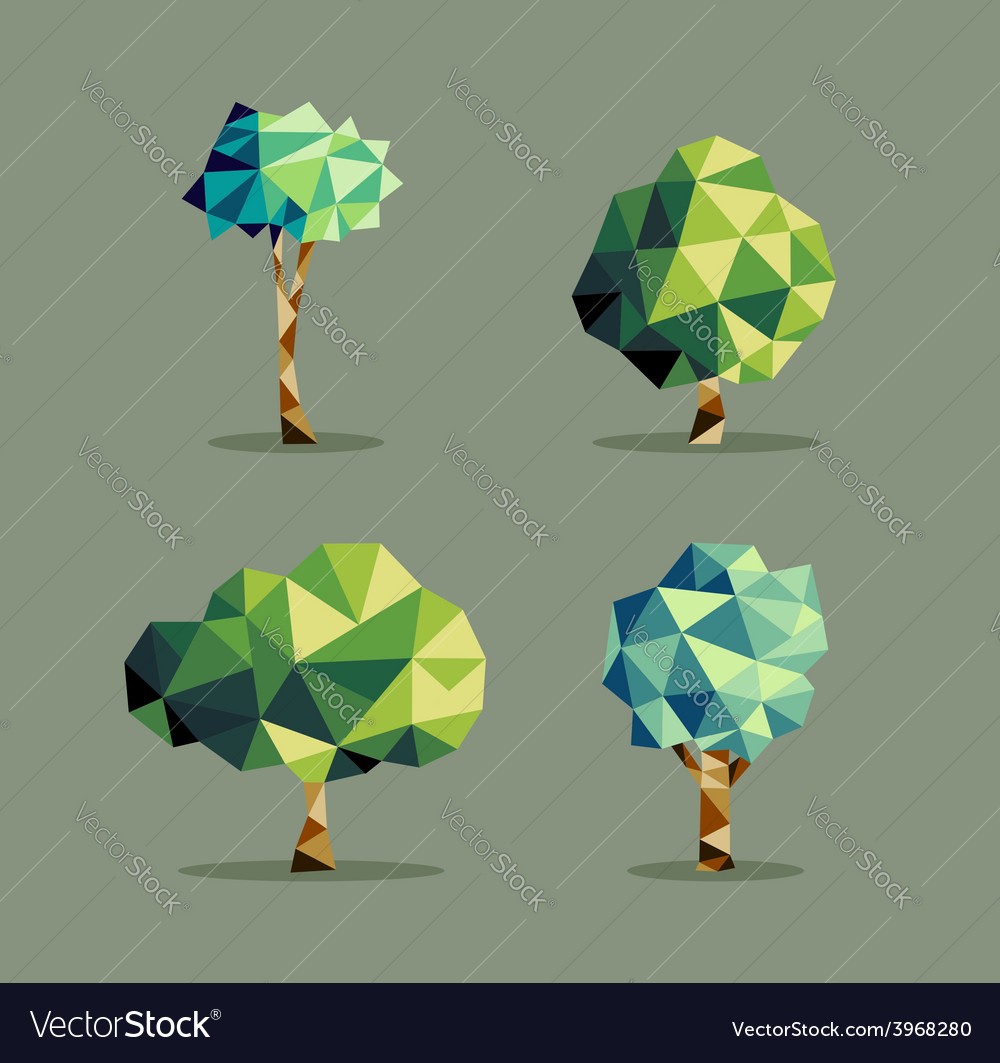 Abstract triangle tree set Royalty Free Vector Image