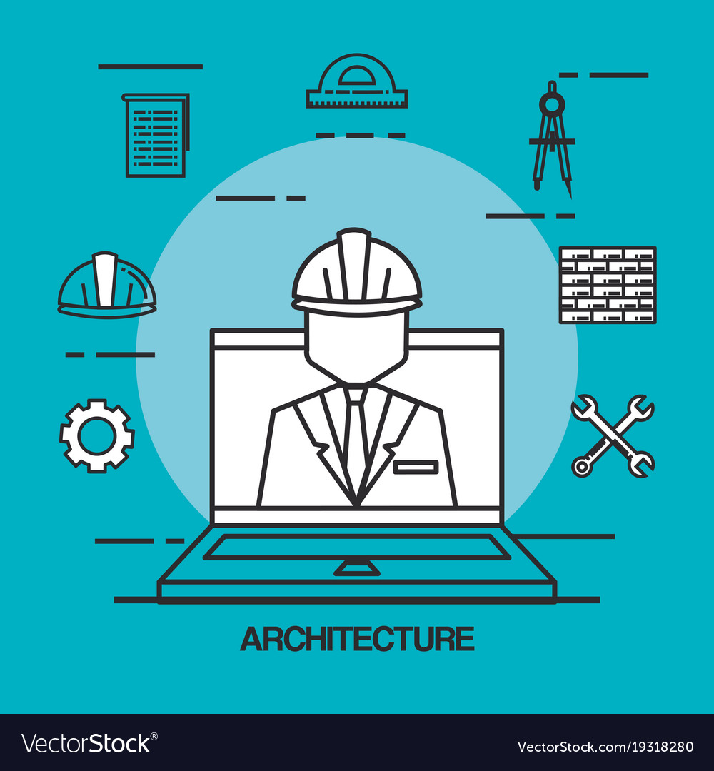 Architectural design set icons Royalty Free Vector Image