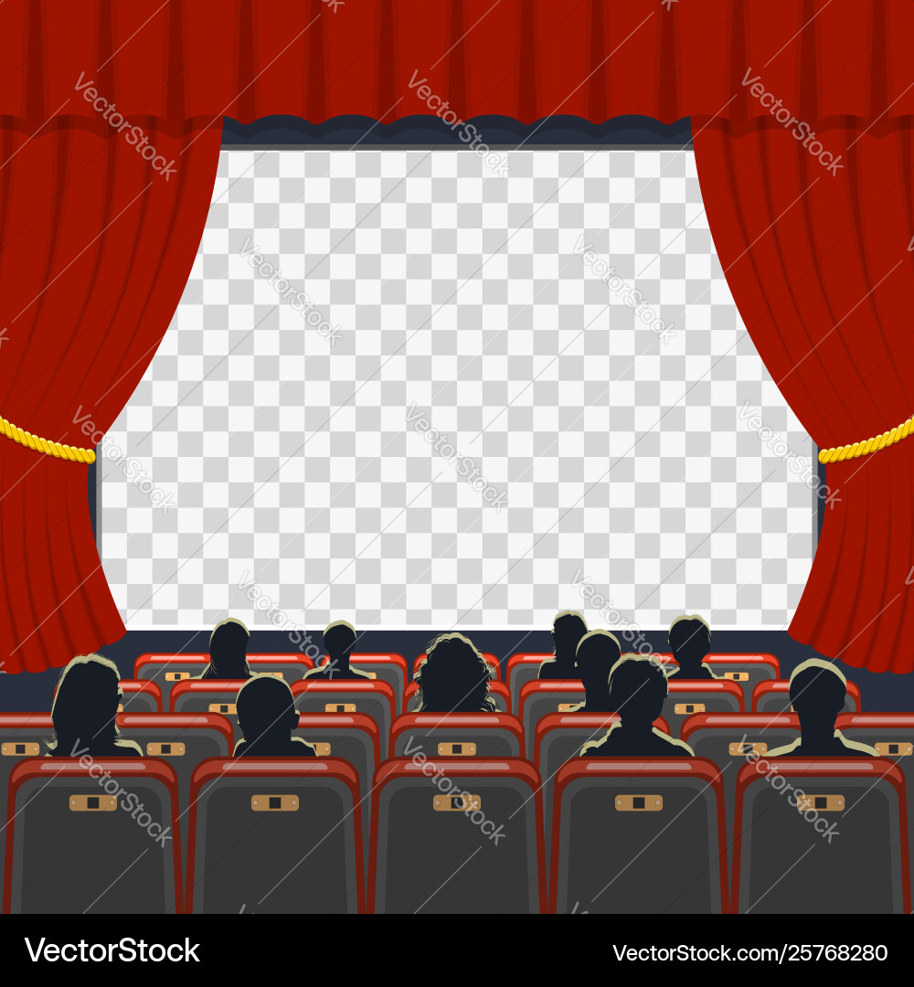 Cinema auditorium with seats and audience Vector Image