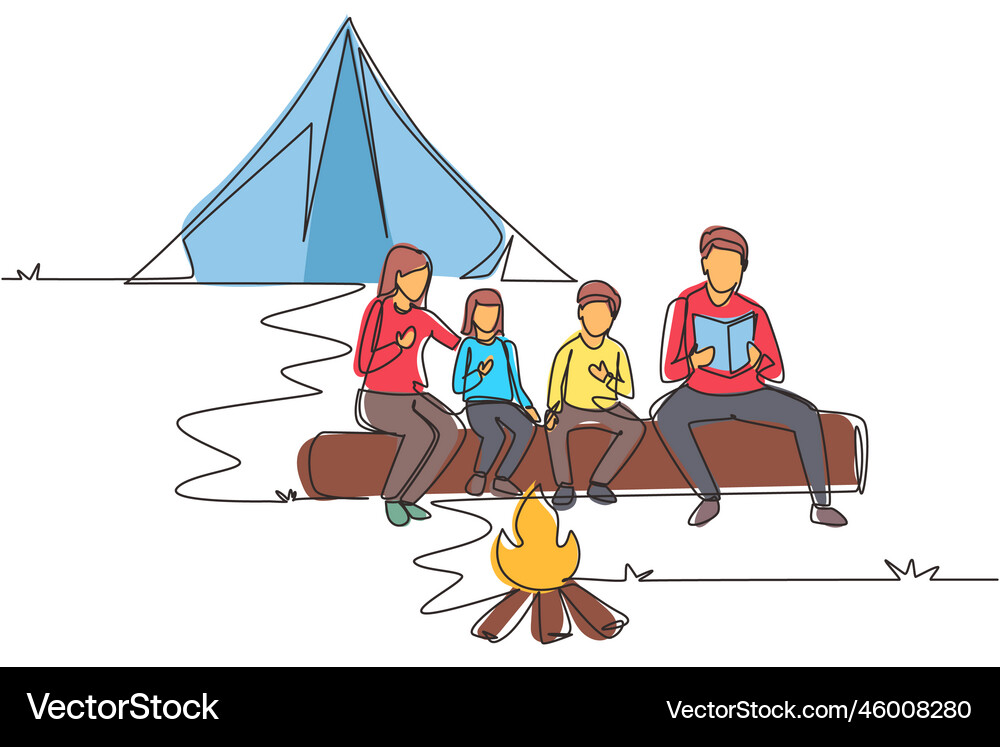 Continuous one line drawing happy family Vector Image