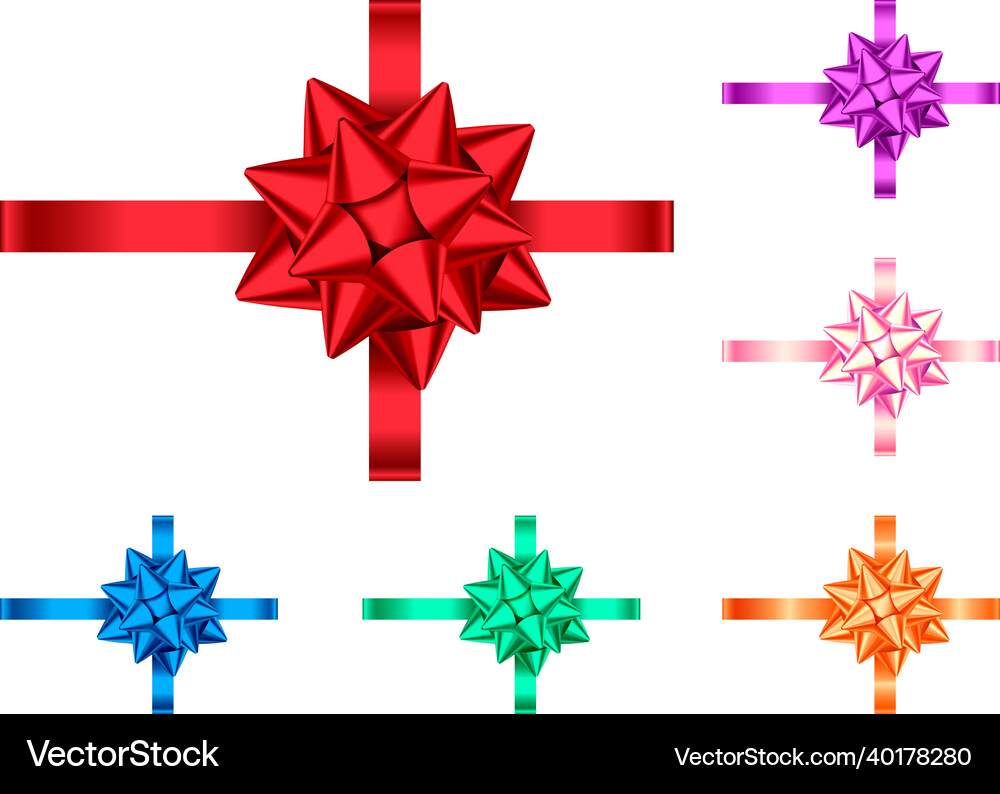 Decorative gift ribbons and bows collection Vector Image