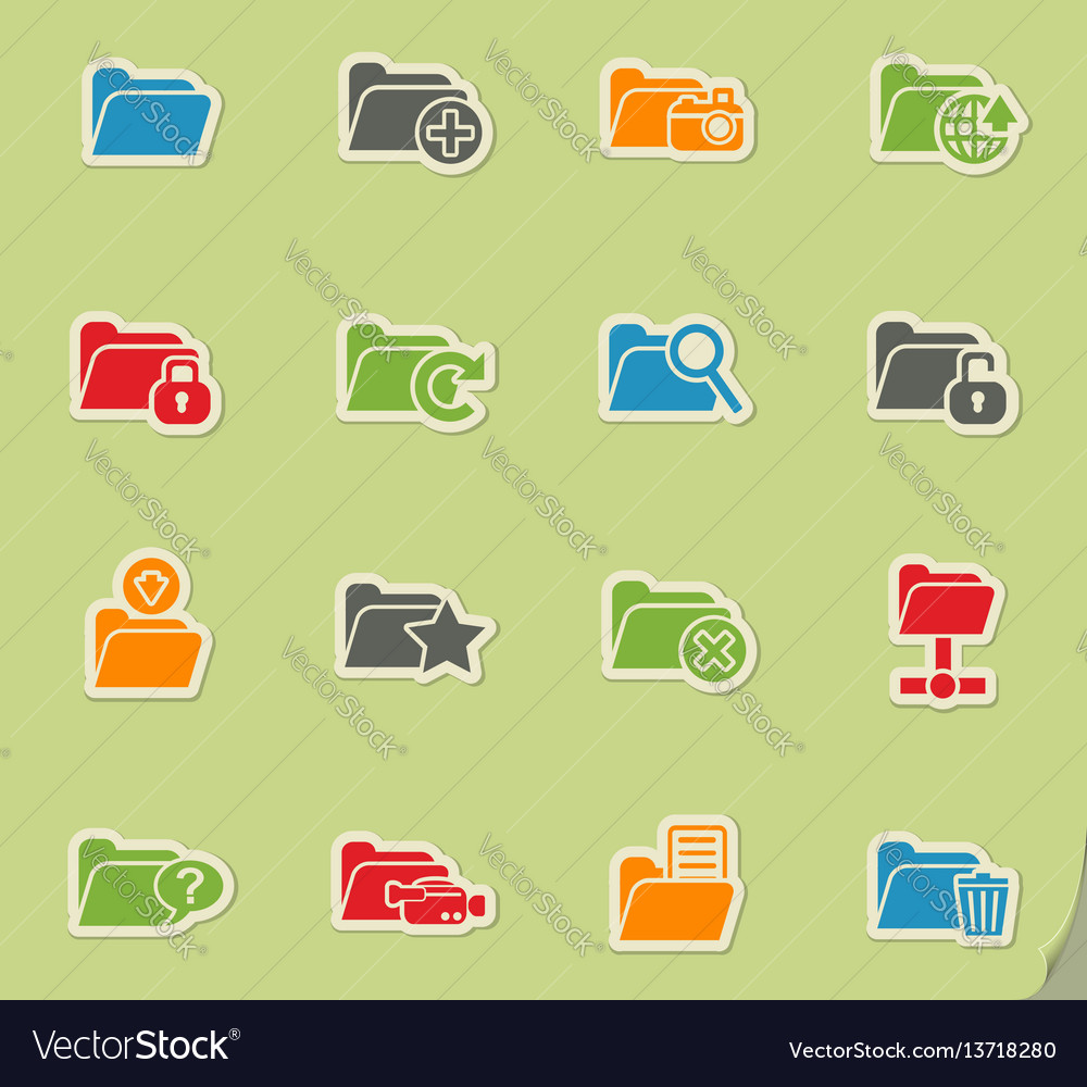 Ordner Icon Set Lizenzfreies Vektorbild - VectorStock