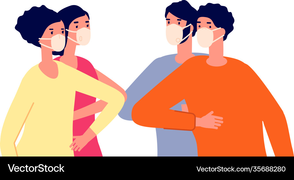 Friends bumping elbows distance greeting Vector Image