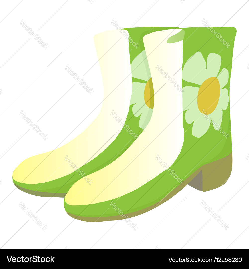 Green rubber boots icon cartoon style Royalty Free Vector