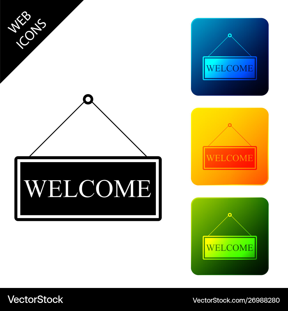 Hanging sign with text welcome icon isolated Vector Image