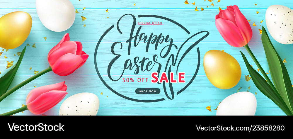 Happy easter sale bannerbeautiful background Vector Image