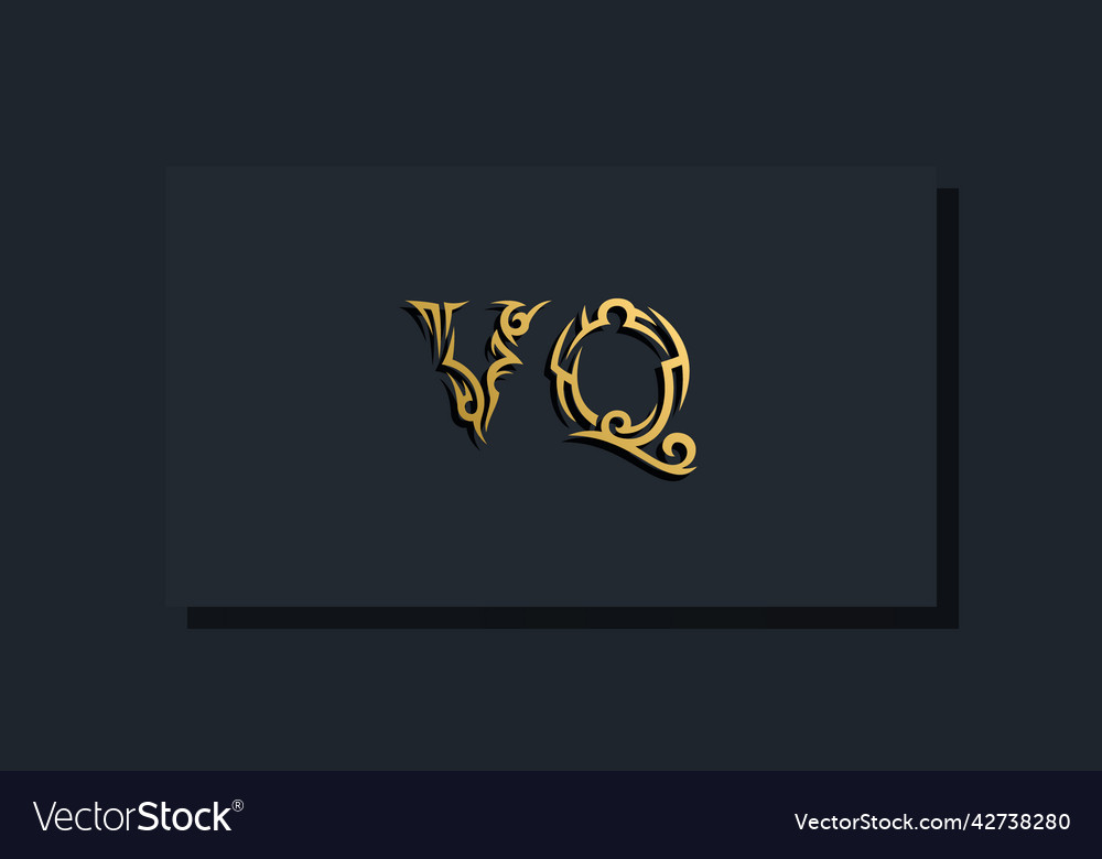 Luxury initial letters vq logo design Royalty Free Vector
