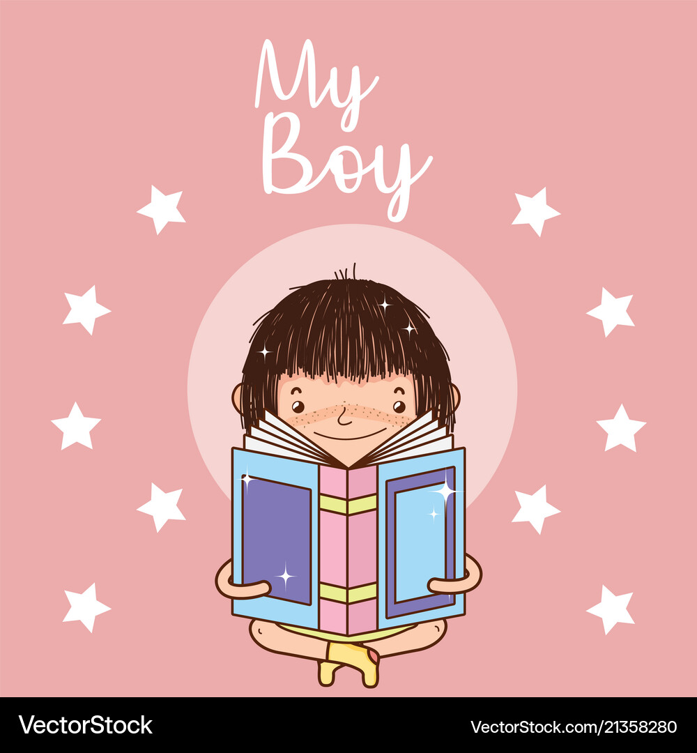 My boy cute cartoon card Royalty Free Vector Image