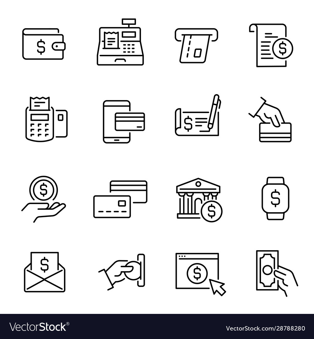 Payment methods money transactions icons Vector Image Payment methods money transactions icons Vector Image