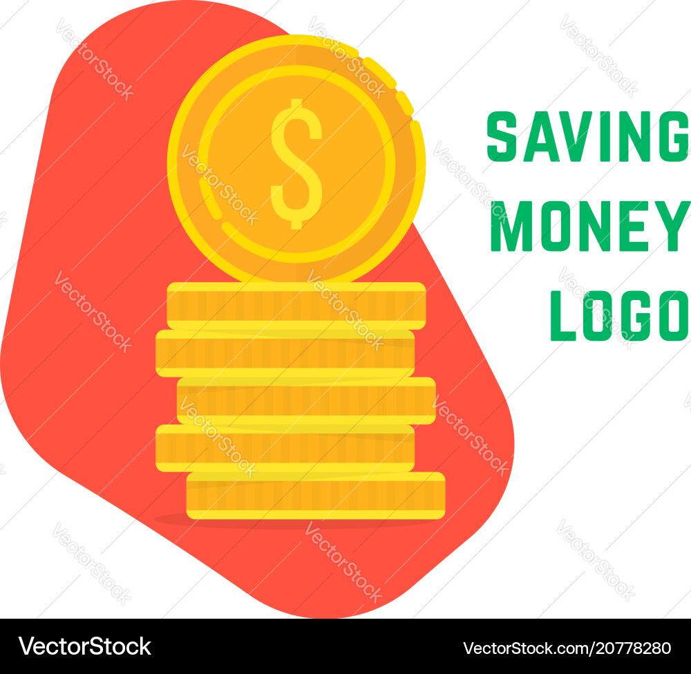 Saving money logo with stack of coin Royalty Free Vector