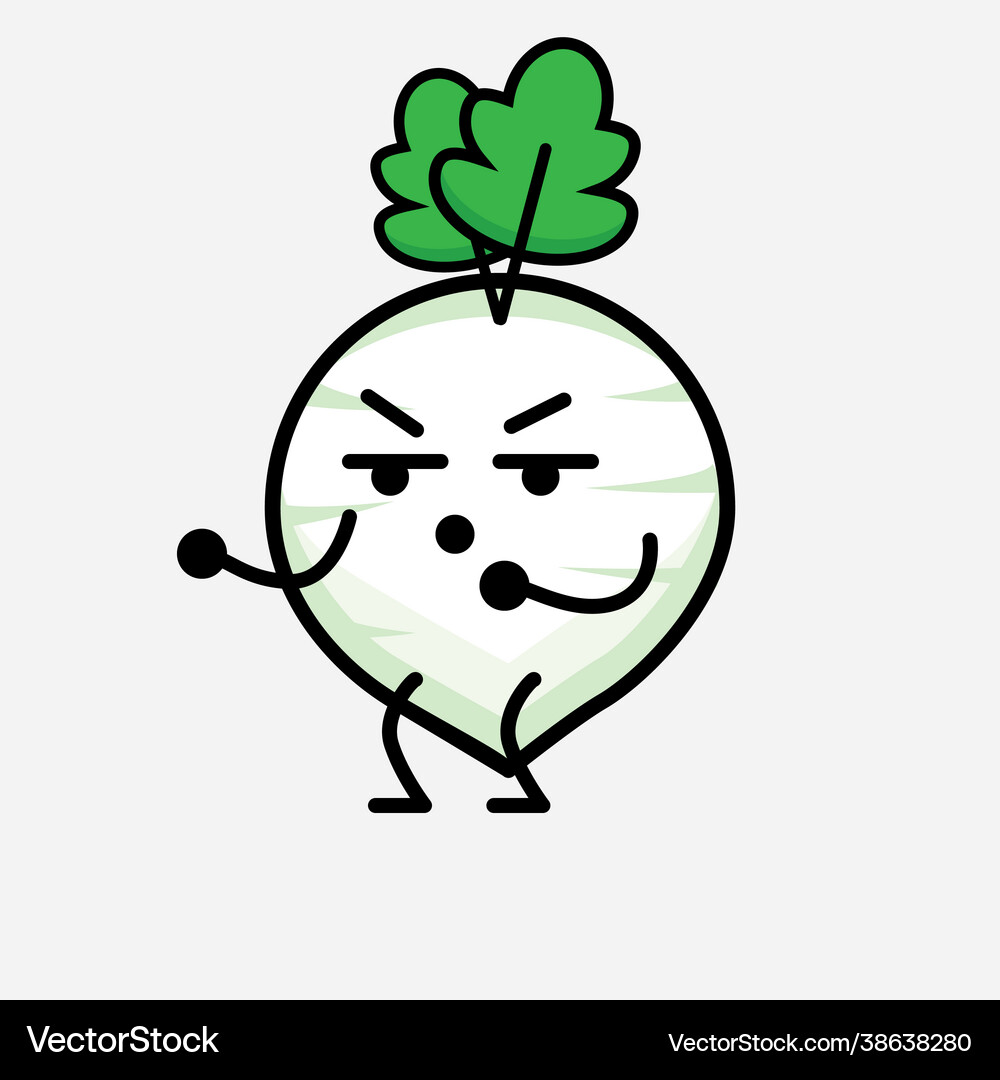 White radish character with cute face and simple Vector Image