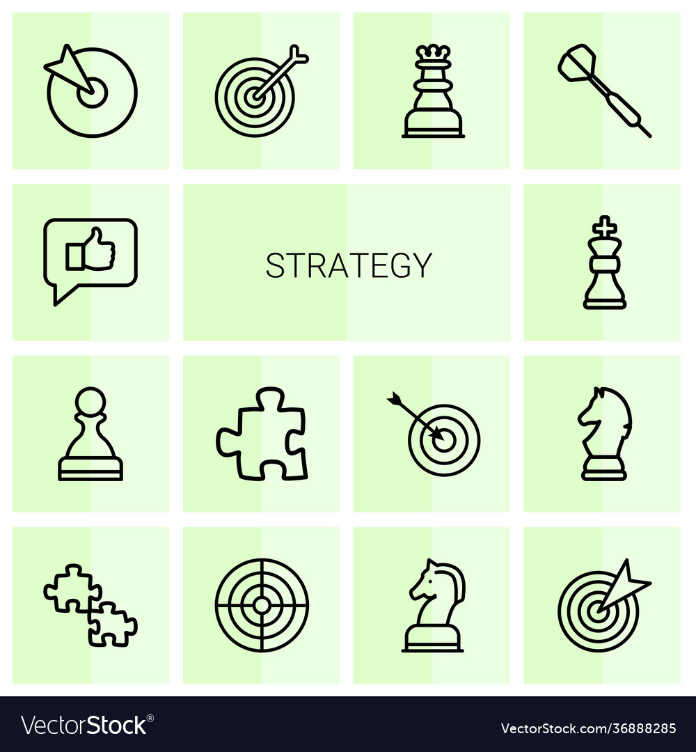 14 strategy icons Royalty Free Vector Image - VectorStock
