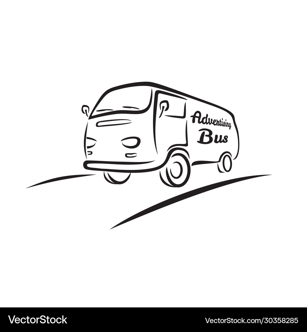 Advertising bus in style brush strokes Royalty Free Vector