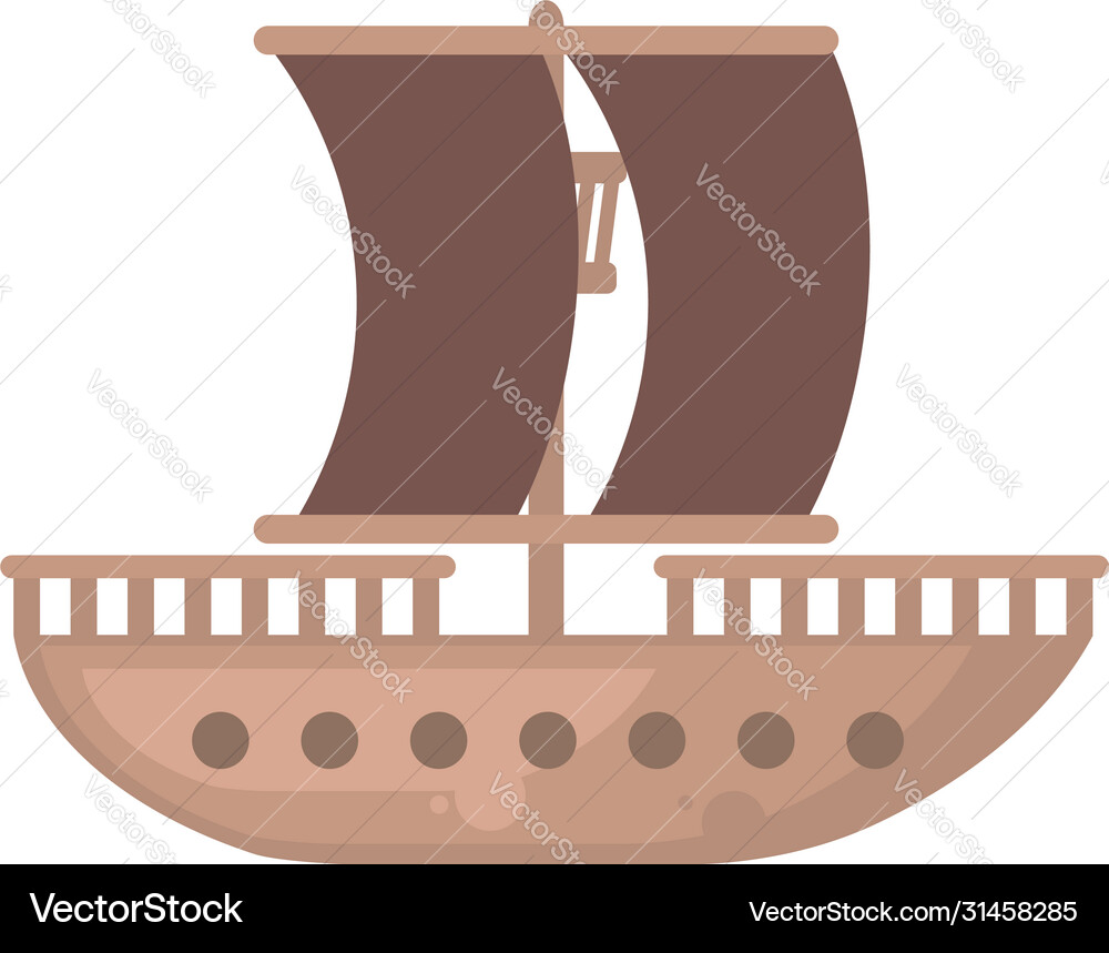 Brown wooden boat on white background Royalty Free Vector