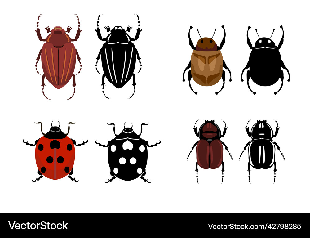 Bugs icon set flat set of icons Royalty Free Vector Image
