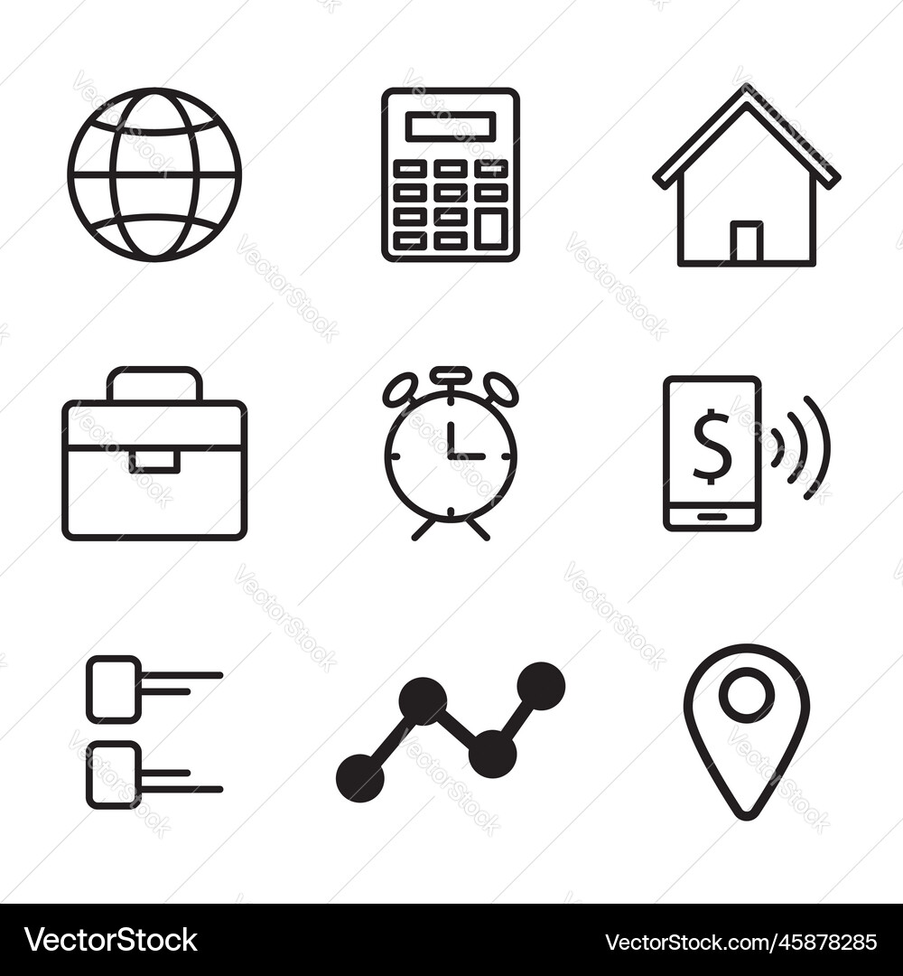 Business icon set for digital marketing apps web Vector Image