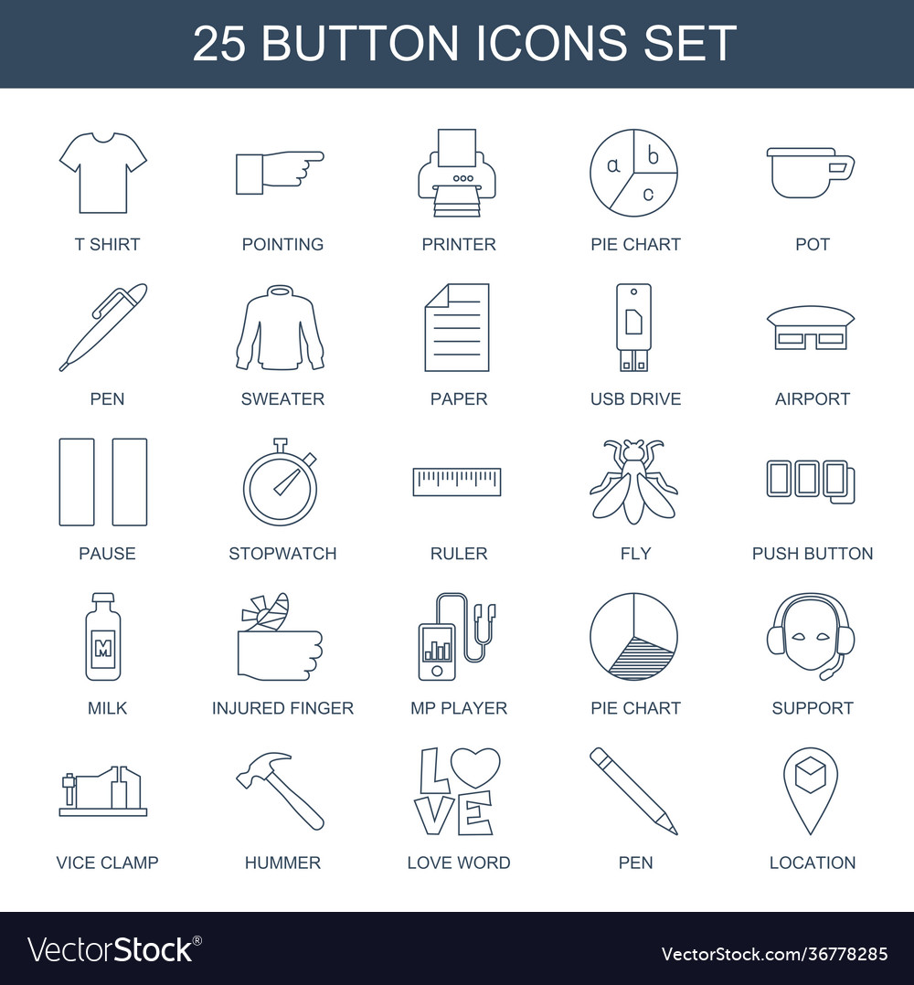 Button icons Royalty Free Vector Image - VectorStock