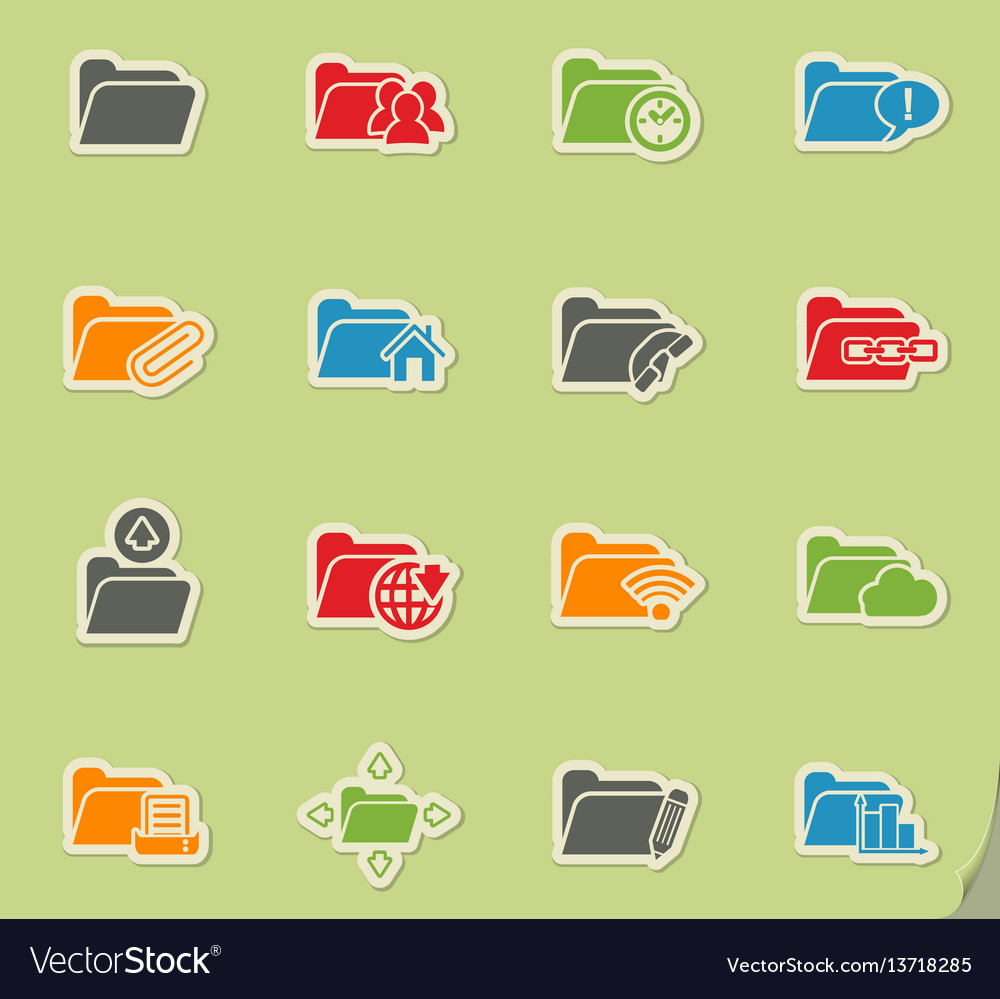 Folder icon set Royalty Free Vector Image - VectorStock
