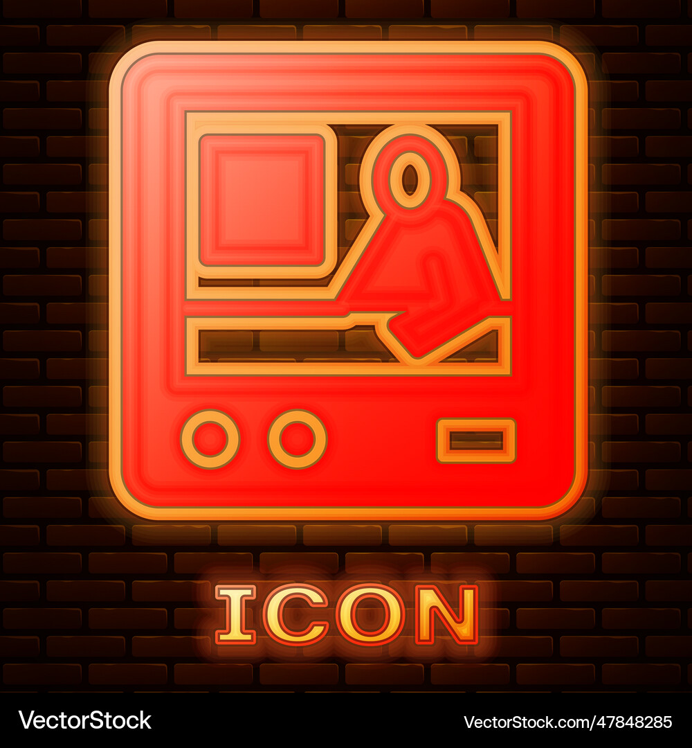 Glowing neon television report icon isolated on Vector Image