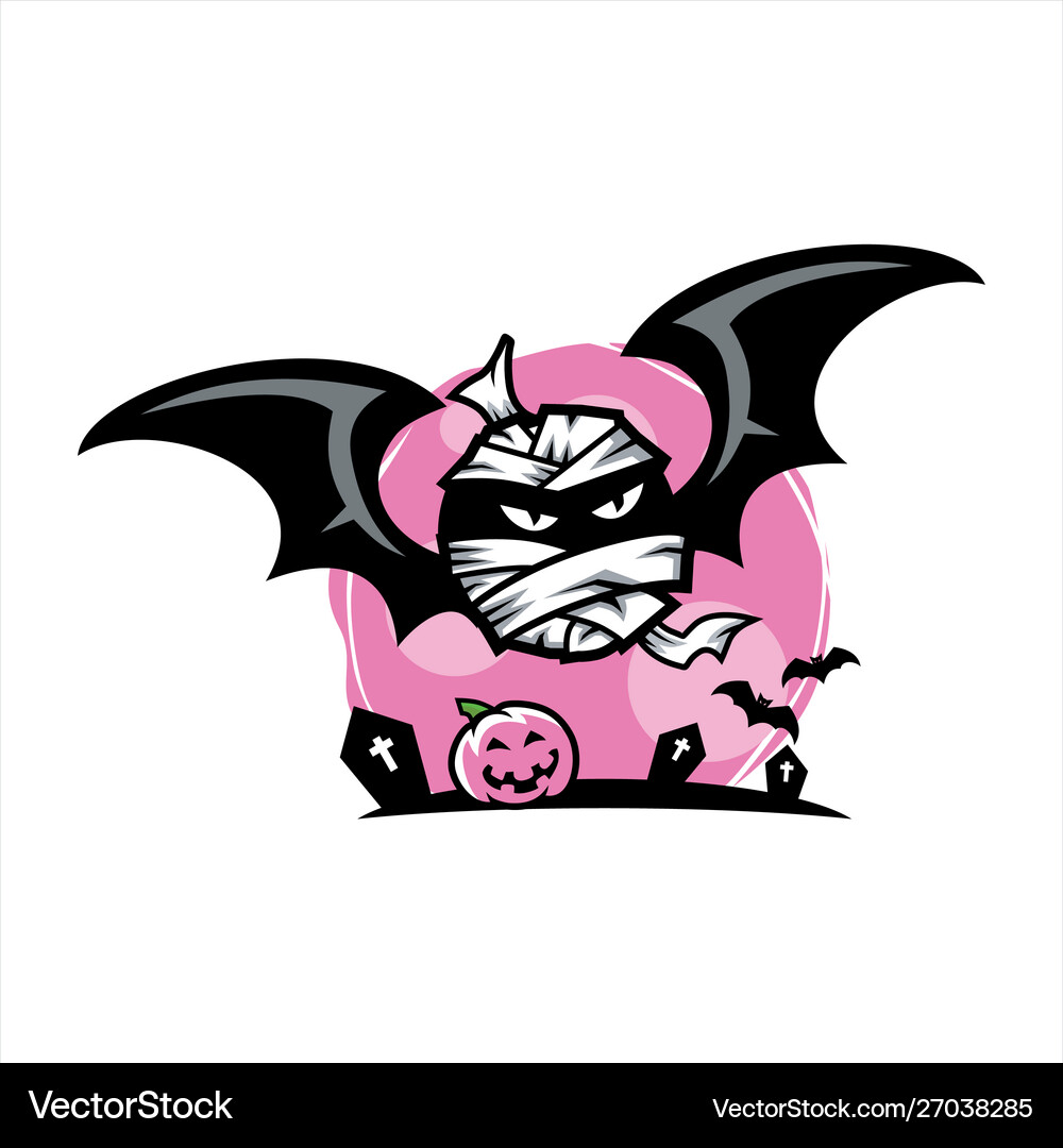 Halloween pink moon mummy face Royalty Free Vector Image