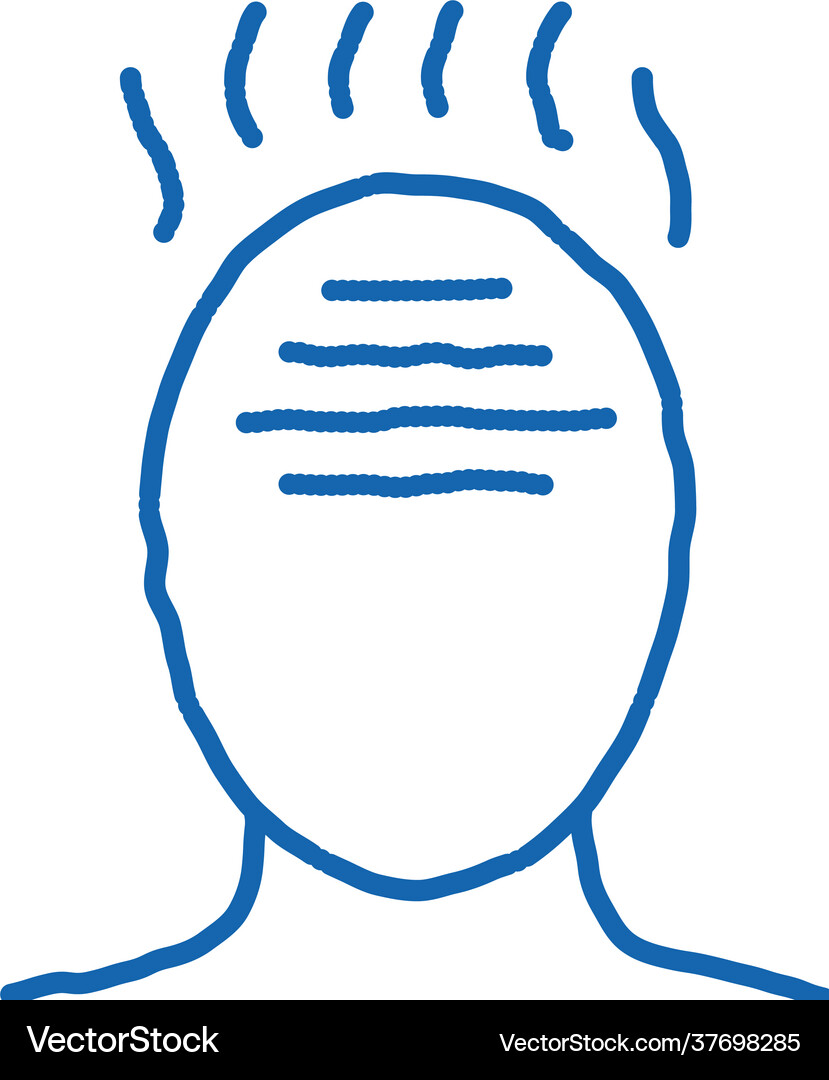 High fever temperature man head silhouette Vector Image