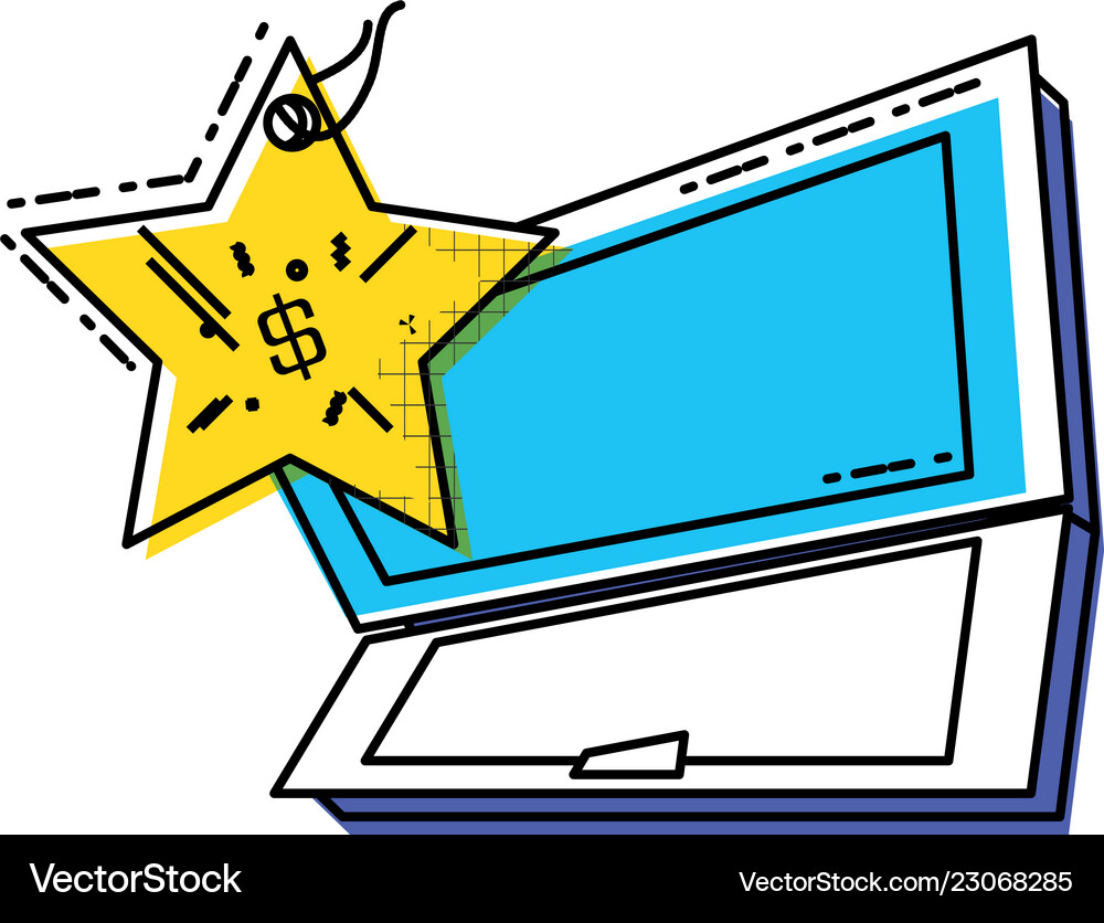 Laptop with commercial tag hanging Royalty Free Vector Image