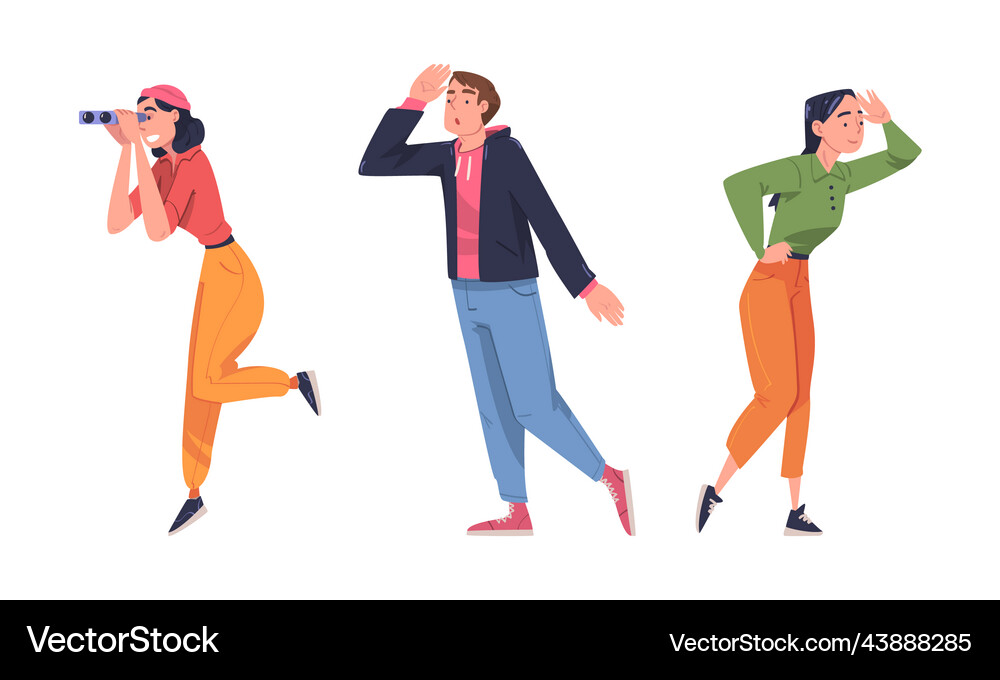 Man and woman looking at something interesting Vector Image