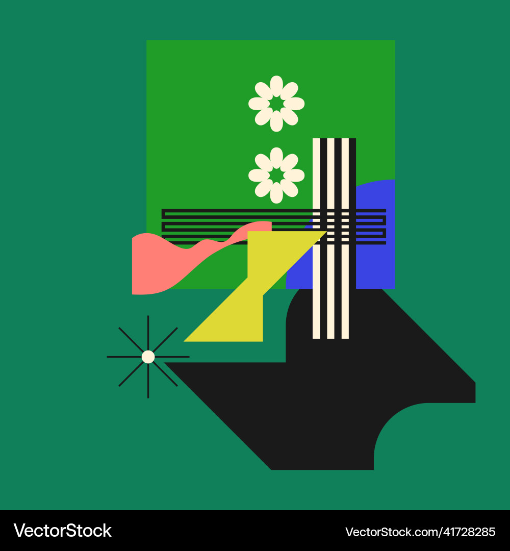 Modern geometric composition of various shapes Vector Image