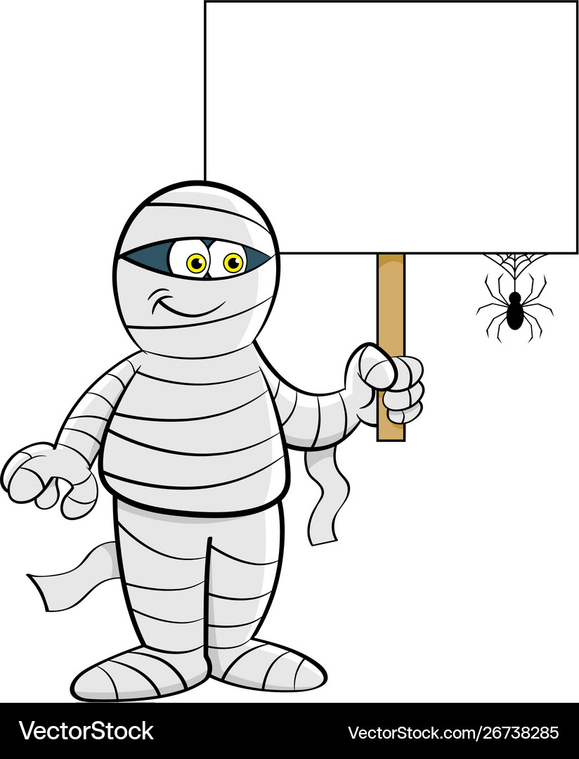 Mummy holding a sign with a spider Royalty Free Vector Image