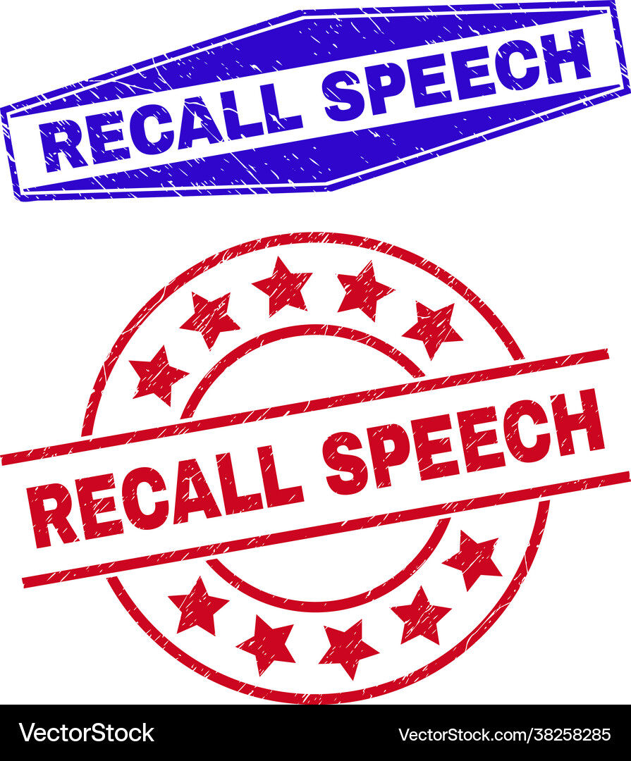 Recall speech corroded badges in round and Vector Image