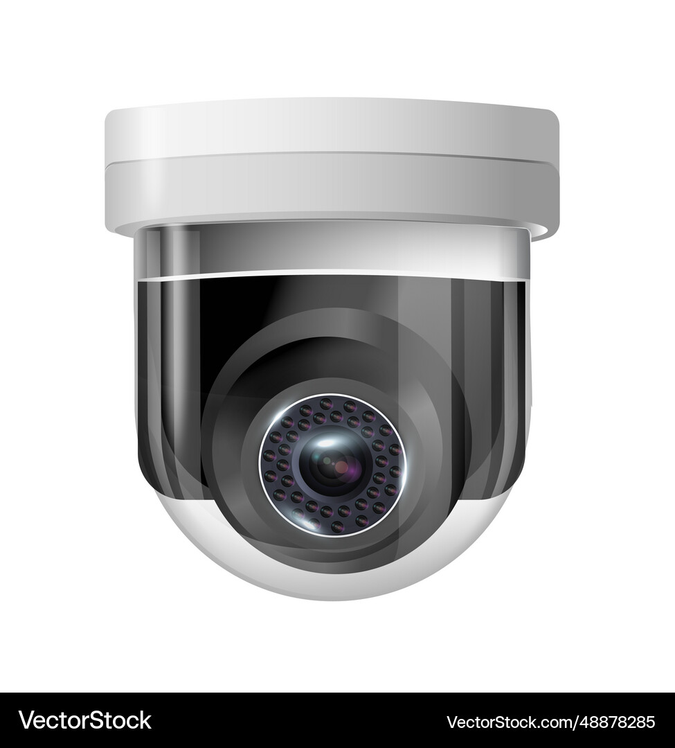 Surveillance camera round white circular view Vector Image