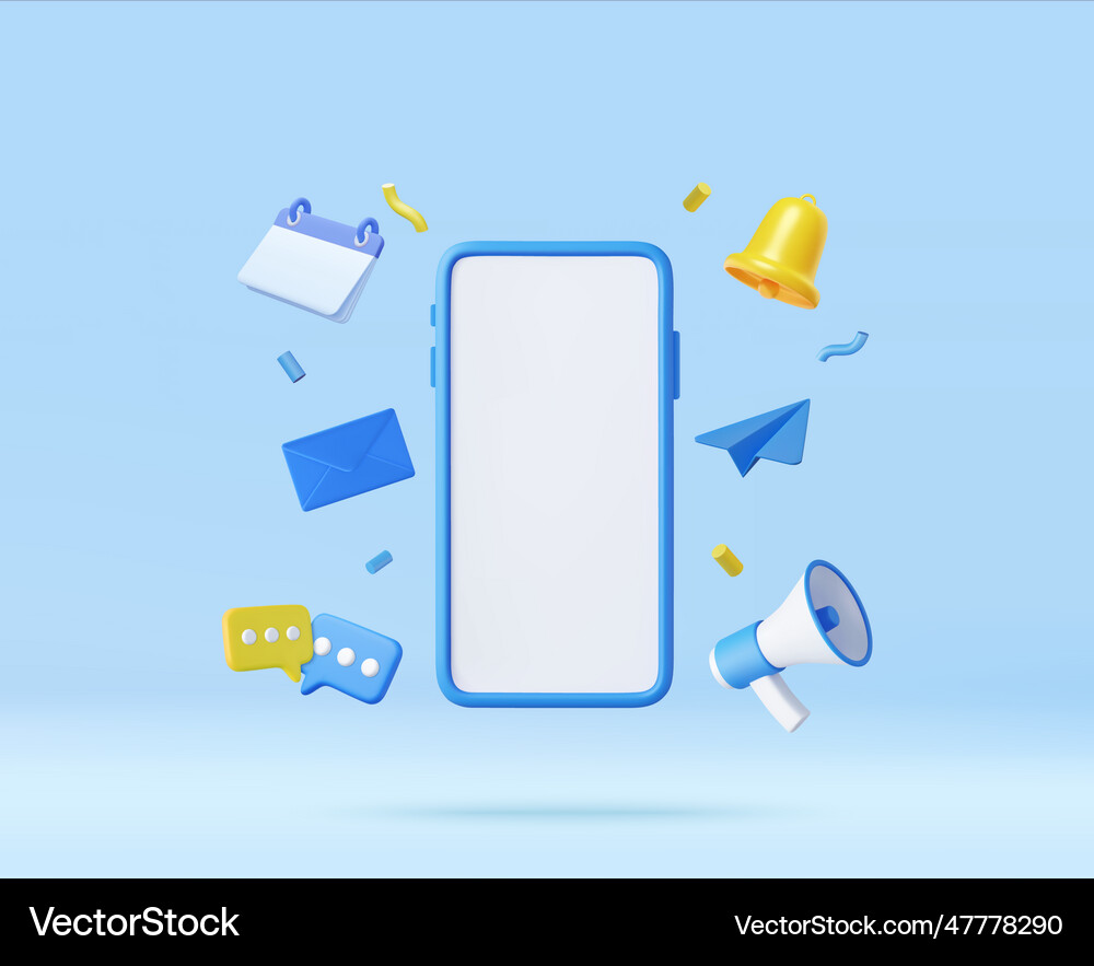 3d phone with business management app Royalty Free Vector