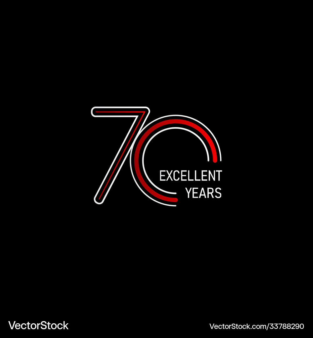 70th Anniversary Celebration - Golden Milestone Vector Image