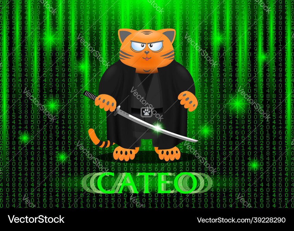 Cartoon fat ginger smiling cat cosplayer Vector Image