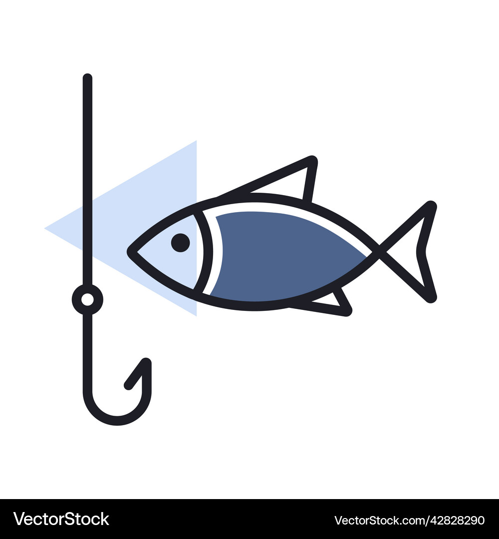 Fishing hook with fish icon camping sign Vector Image
