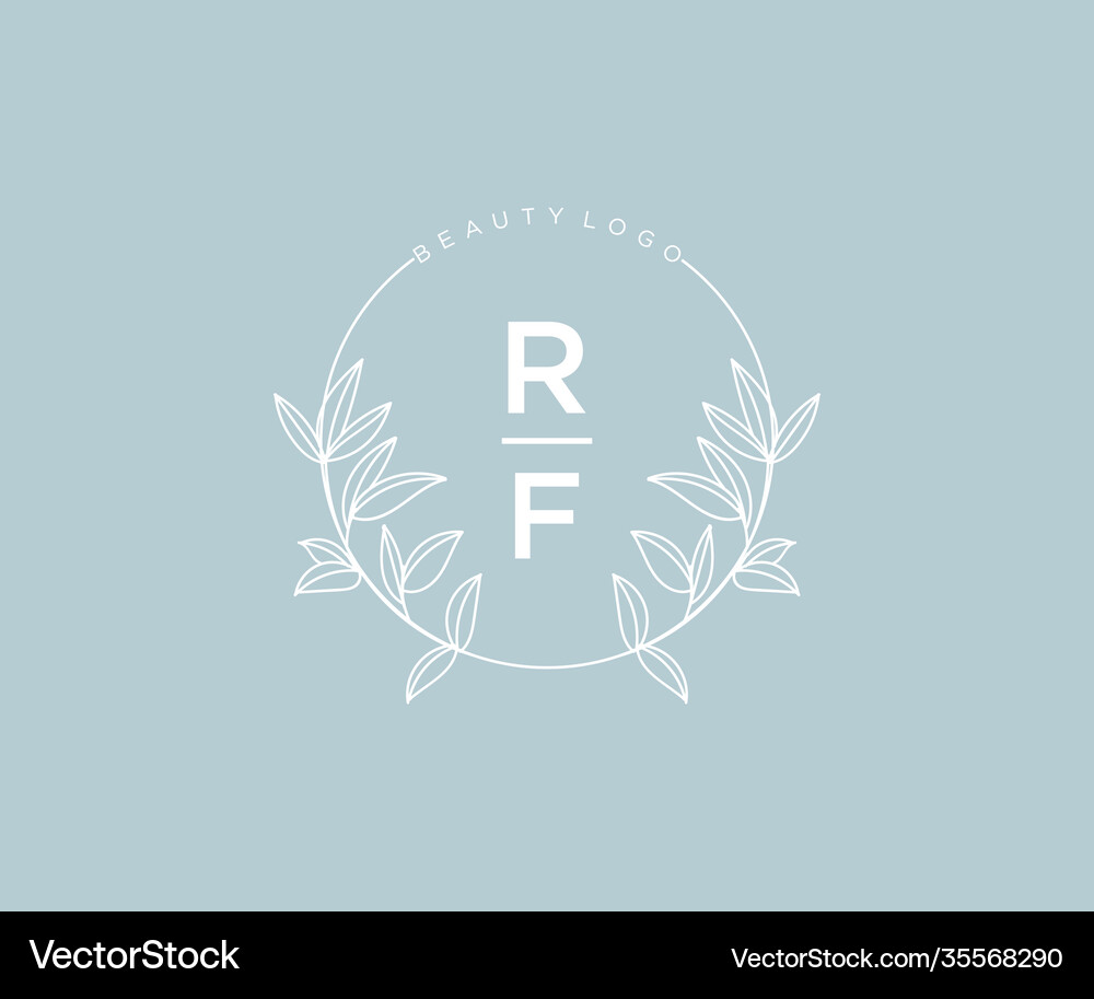 Initial rf letters beautiful floral feminine Vector Image
