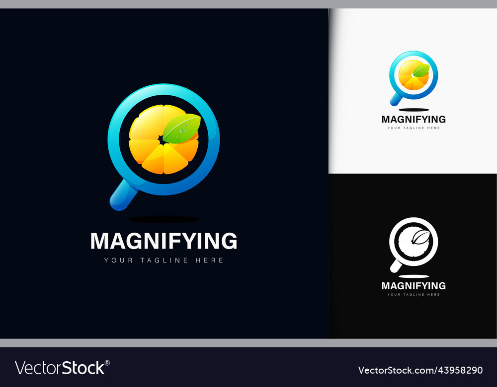 Magnifying Glass And Fruit Logo Design Royalty Free Vector